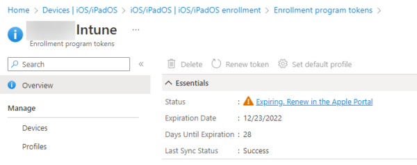 Renew Expiring Apple Token for Intune MDM - Lost Cove